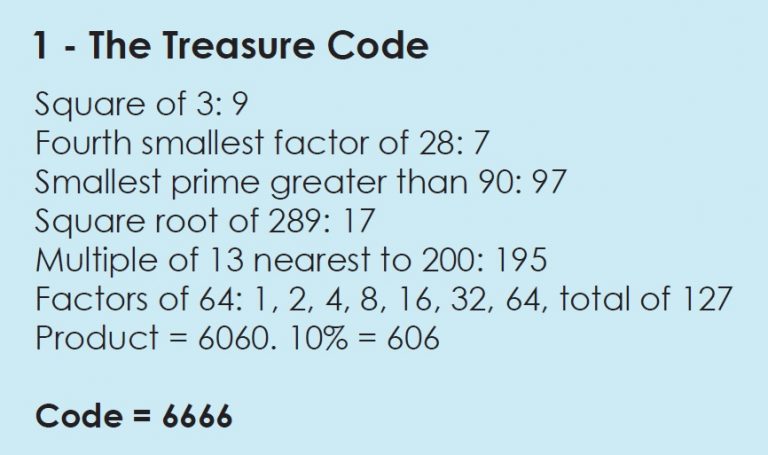 The Treasure Code Answers - I See Maths